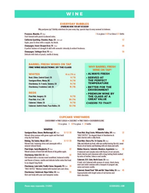 Dockside Drink Menu - Dockside Waterfront Grill